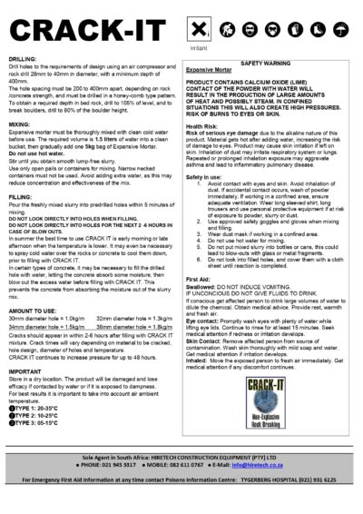 Crack-It Expansive Mortar – Non-Explosive Demolition Agent – Rock ...